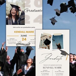 Editable Graduation Cards Digital Printable Personalize With Canva High ...