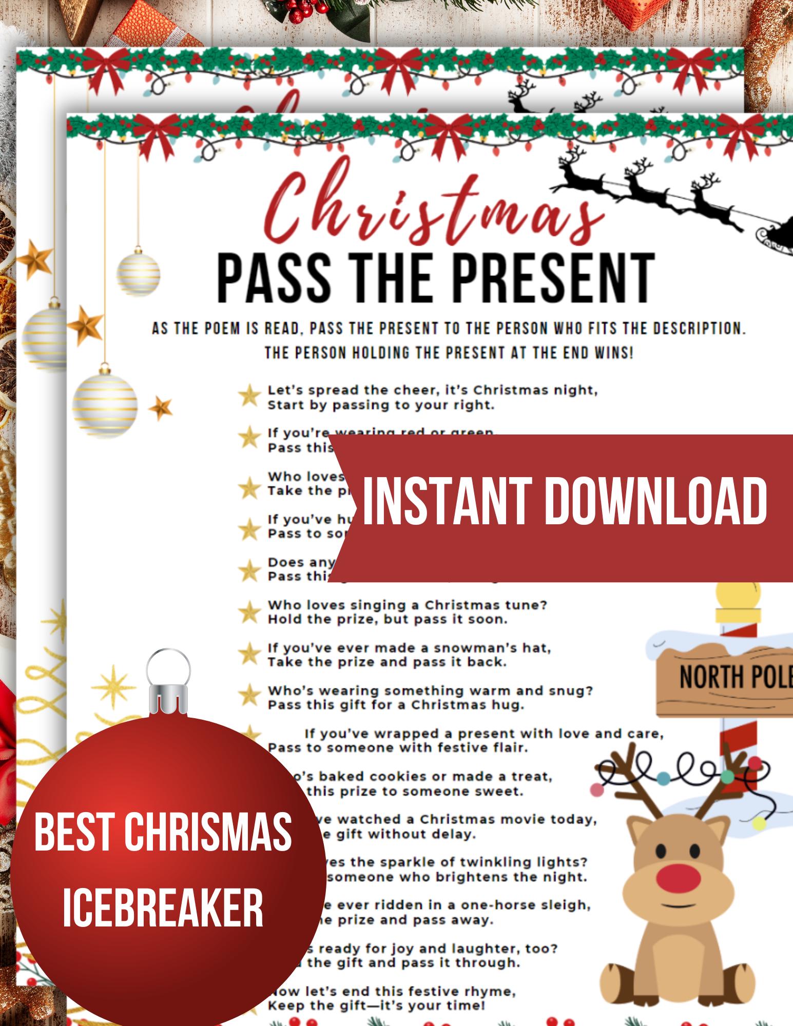 Christmas Pass the Present Game - Holiday Party Printable for Families ...