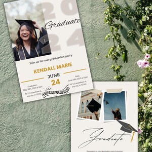 Editable Graduation Cards Digital Printable Personalize With Canva High ...