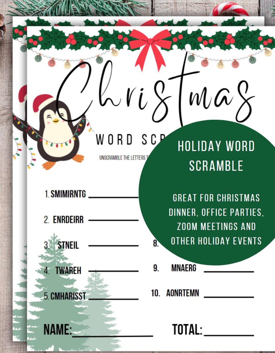 Christmas Word Scramble Game - Printable Holiday Fun for Family ...