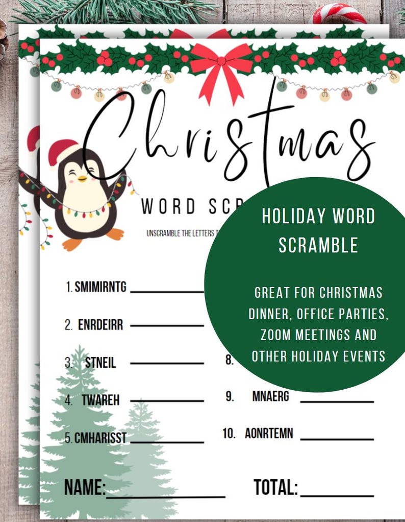 Christmas Word Scramble Game - Printable Holiday Fun for Family ...
