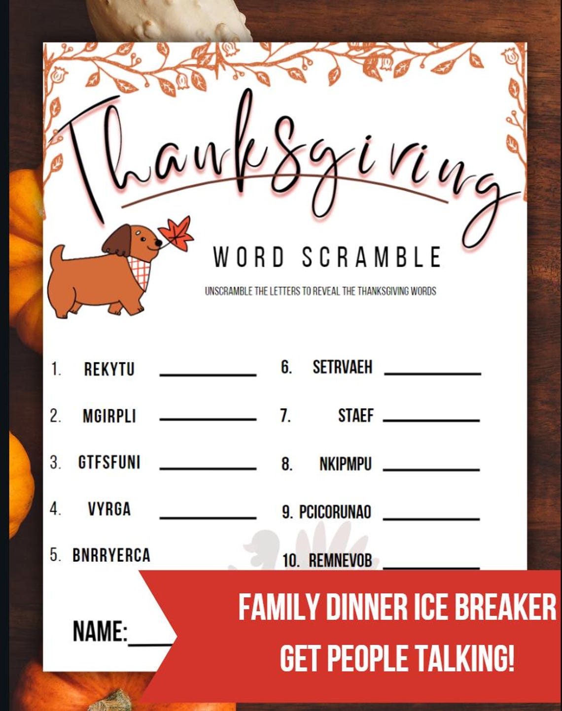 Thanksgiving Word Scramble Game - Fun Printable Thanksgiving Activity ...