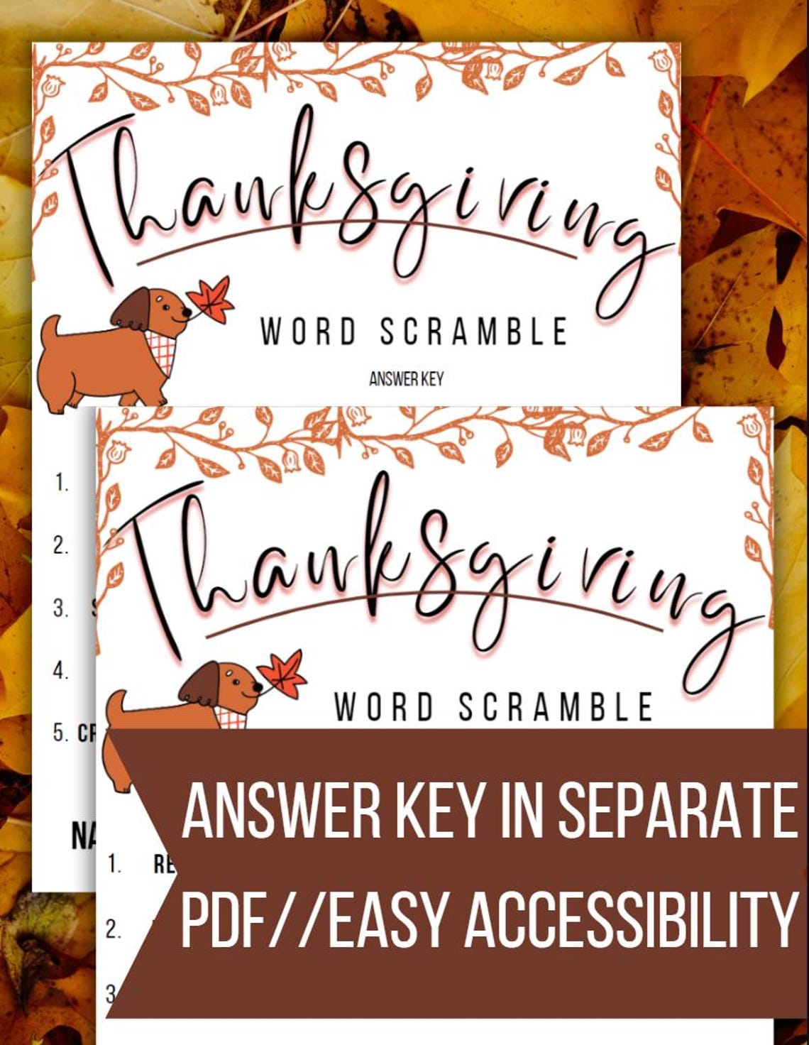Thanksgiving Word Scramble Game - Fun Printable Thanksgiving Activity ...