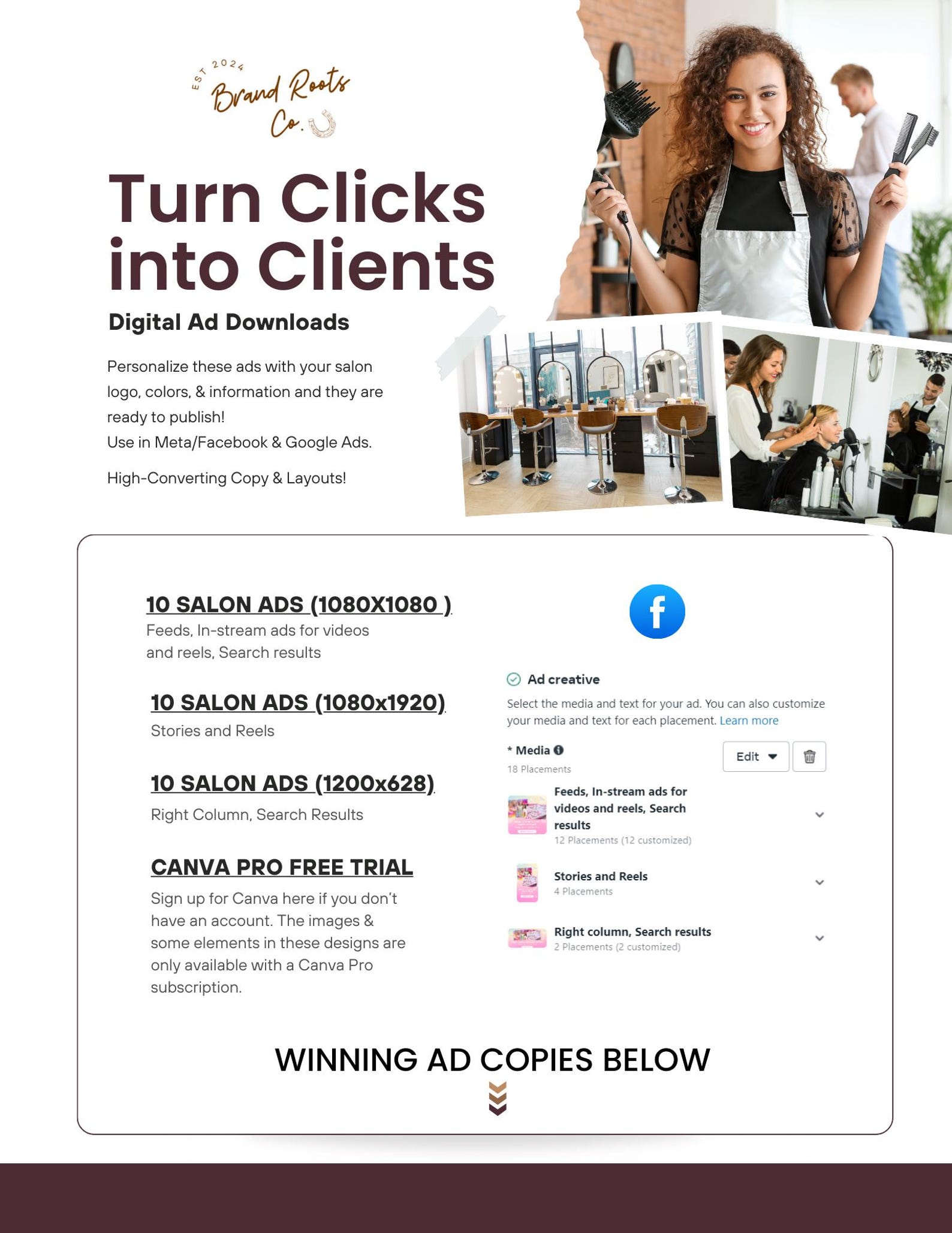 Salon Facebook Ad Templates Canva Pro Templates 10 High Converting ...