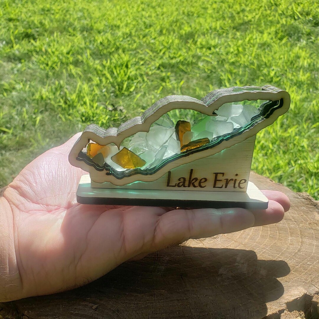 Lake Erie Sea Glass Shadowbox Display Single Sided, Window Hanging ...