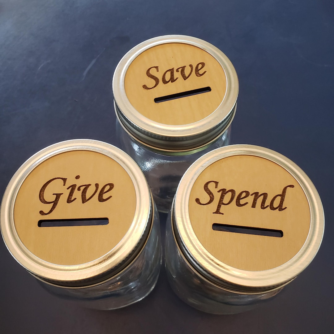 Give Save Spend Mason Jar Lid Topper Bank Coin Slots, 3 Piece Set - Etsy