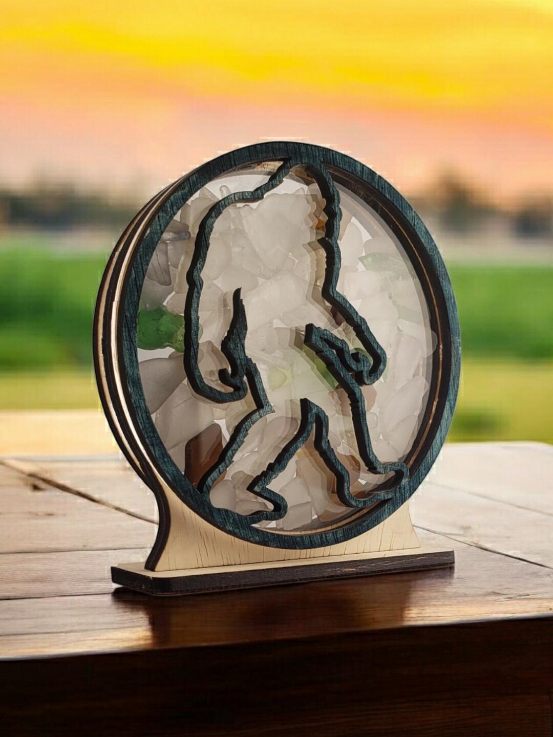 Sasquatch Sea Glass Shadowbox Display Single Sided, Window Hanging ...