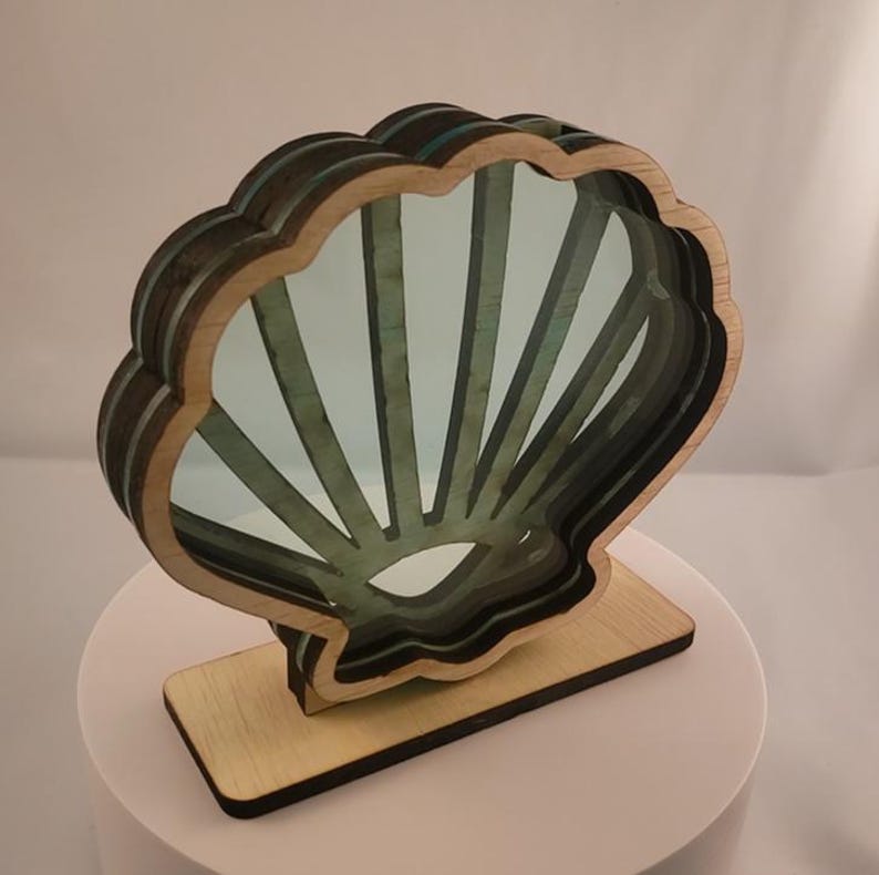Clam Shell Sea Glass Shadowbox Display, Window Hanging, Double-sided ...