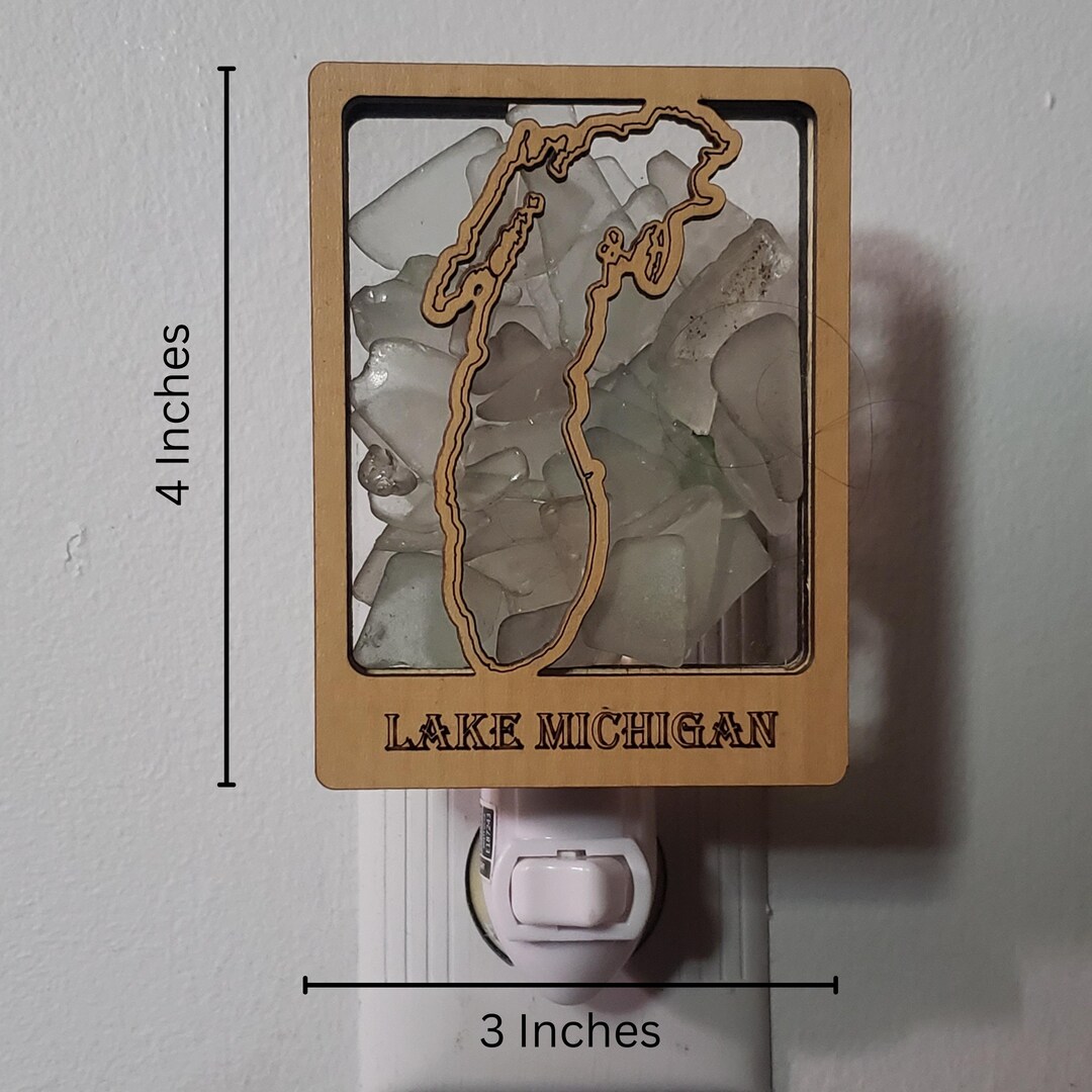Lake Michigan Beach Glass Shadowbox Plugin Nightlight With On/off ...