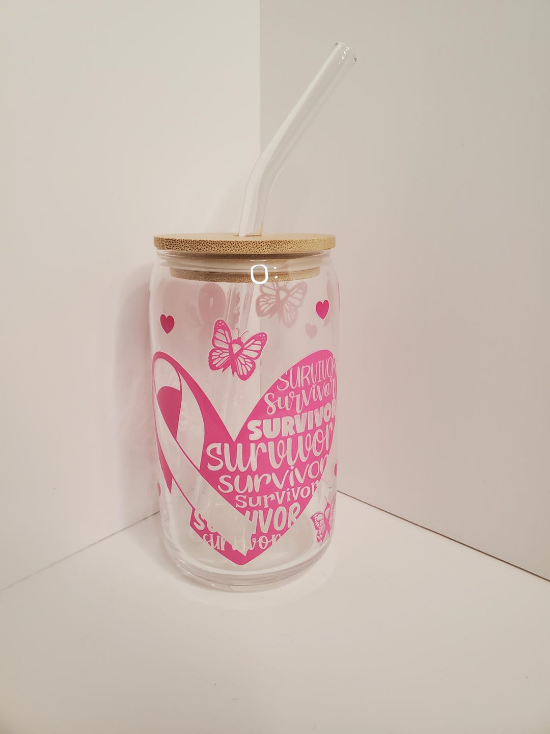 Pink Ribbon Glass Cup - Etsy