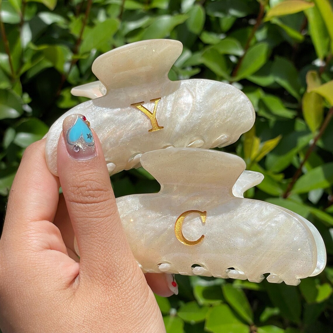 Custom Name Capital Letter Hair Claw, Bridesmaids Hairclip, Shell Claws ...