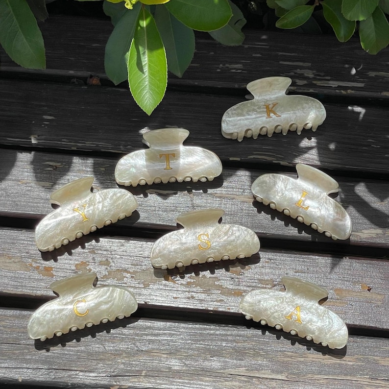 Custom Name Capital Letter Hair Claw, Bridesmaids Hairclip, Shell Claws ...
