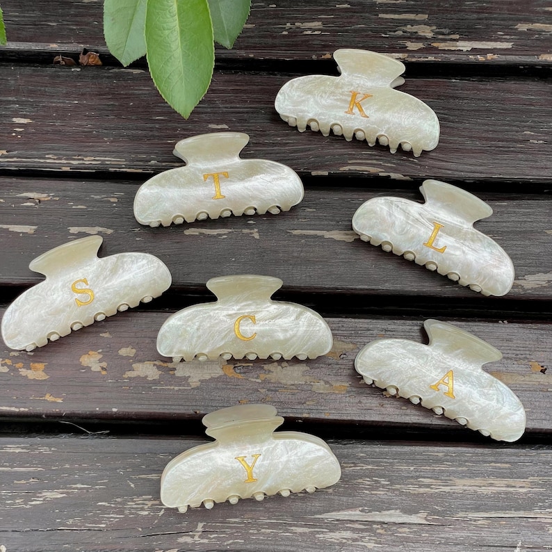 Custom Name Capital Letter Hair Claw, Bridesmaids Hairclip, Shell Claws ...