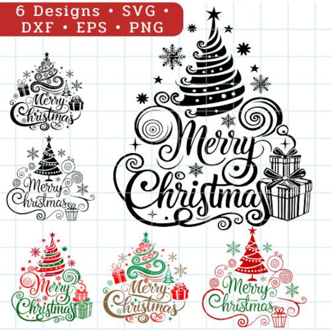 Merry Christmas SVG Bundle - Cut File, Clipart, Merry Christmas Outline ...