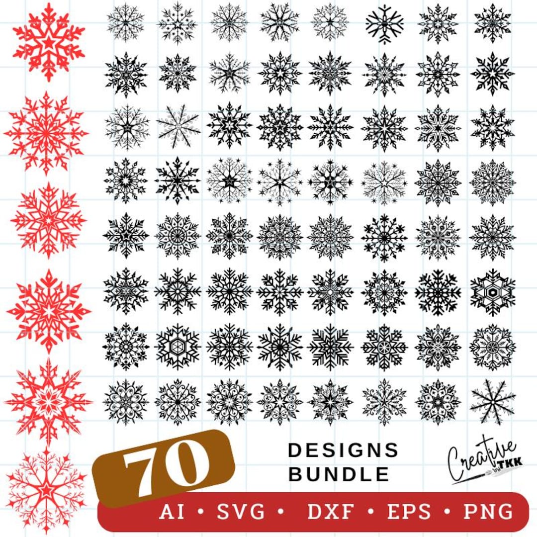 70 Snowflake Designs Bundle – Intricate Winter and Christmas Collection ...