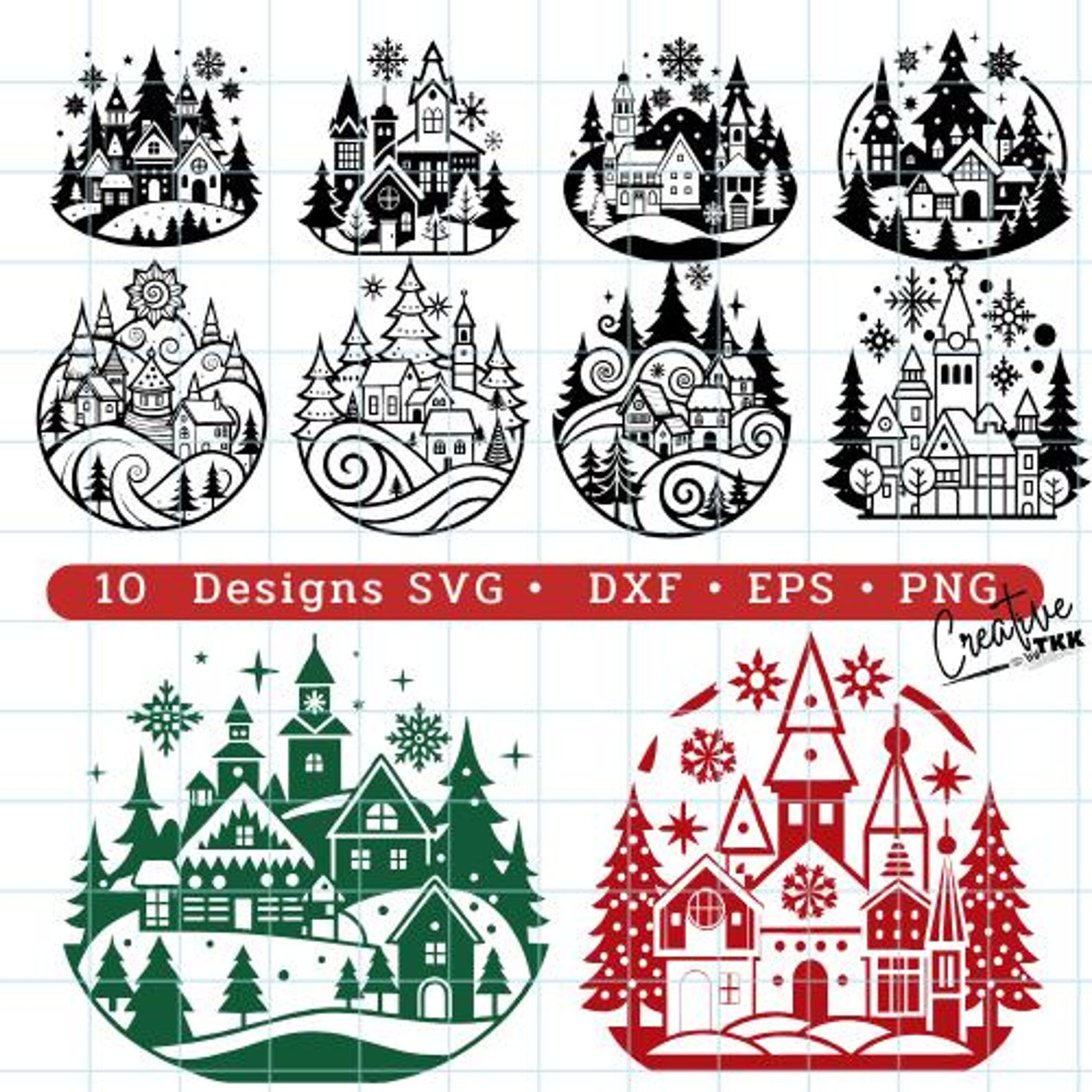 Christmas Village SVG Bundle: Festive Winter Clipart (digital Download ...