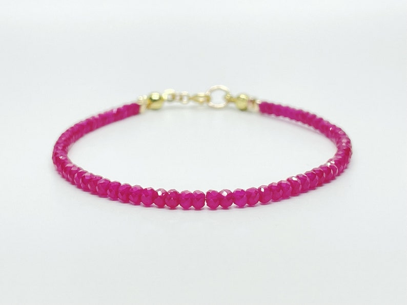 Natural Ruby Bracelet, Dainty Red Gemstone Stacking Bracelet, Genuine ...