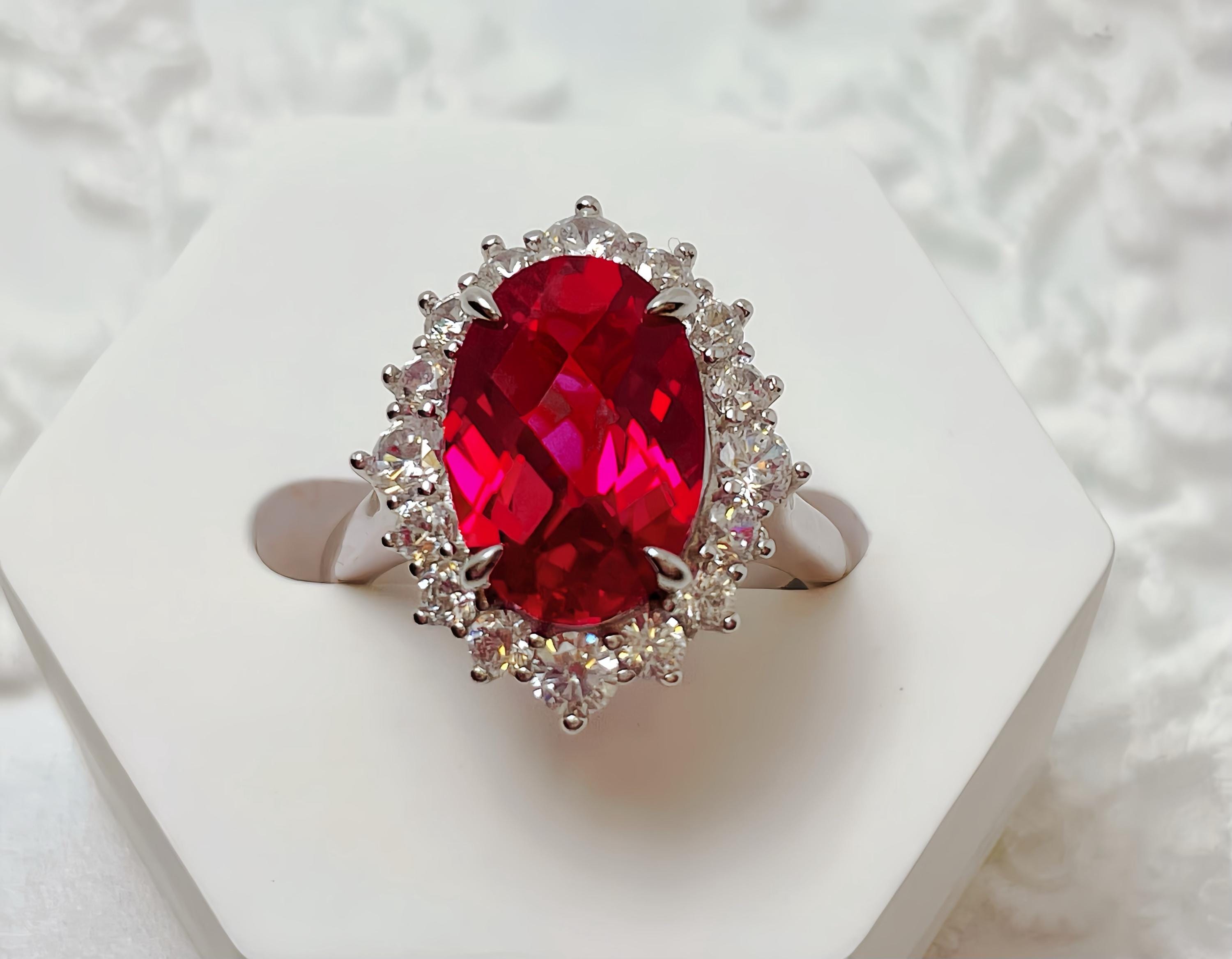 5ct Ruby Diamond Ring, Premium Oval Cut Ruby Ring,adjustable Red ...
