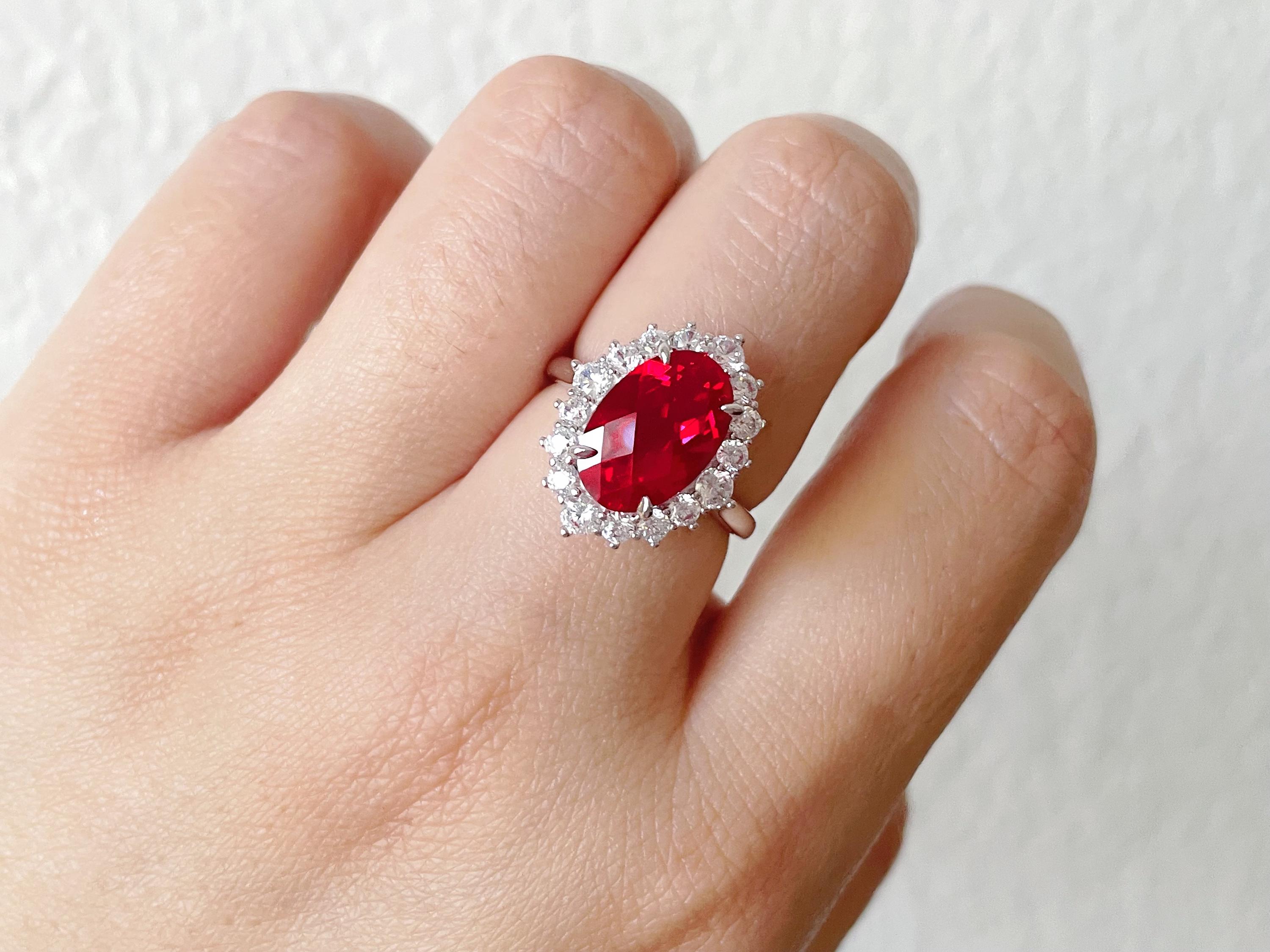 5ct Ruby Diamond Ring, Premium Oval Cut Ruby Ring,adjustable Red ...