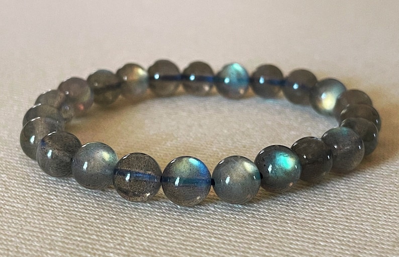 Rainbow Moonstone Bracelet With Blue Light, Natural Healing Crystal ...