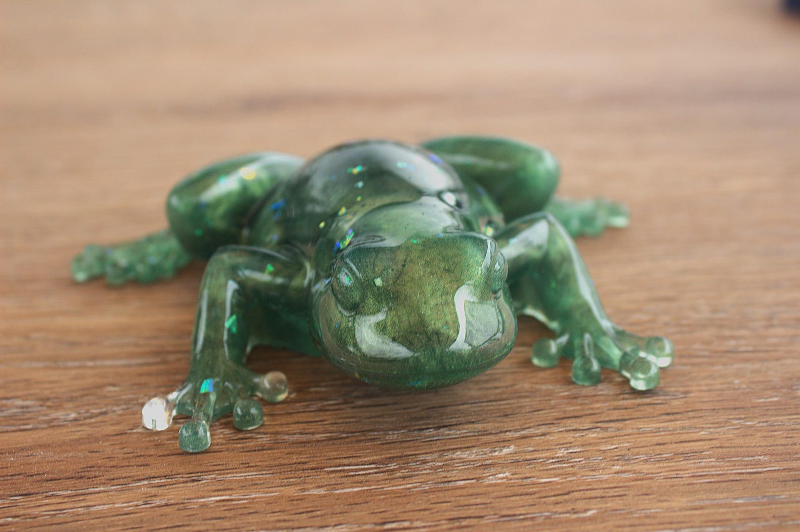 Colorful Epoxy Resin Frog Figurine: Handcrafted Nature-inspired Desk ...
