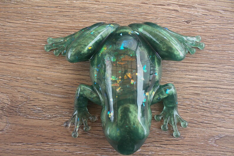 Colorful Epoxy Resin Frog Figurine: Handcrafted Nature-inspired Desk ...