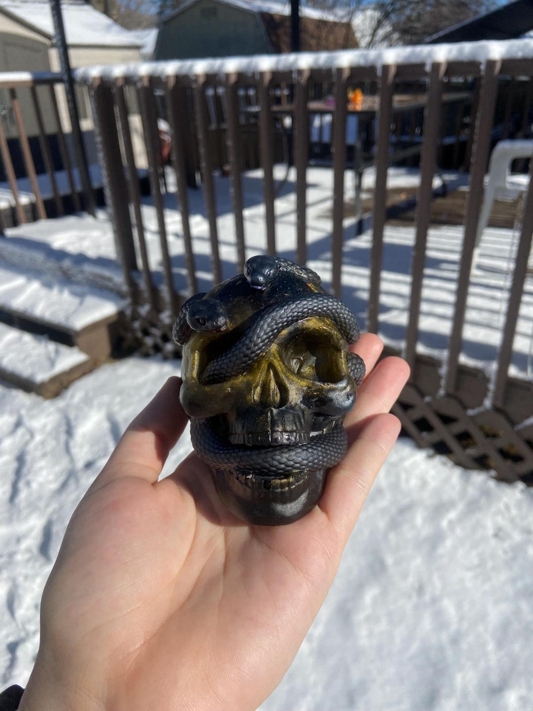 Ethereal Epoxy Resin Snake Skull Sculpture: Gothic Decor, Mystic Art ...