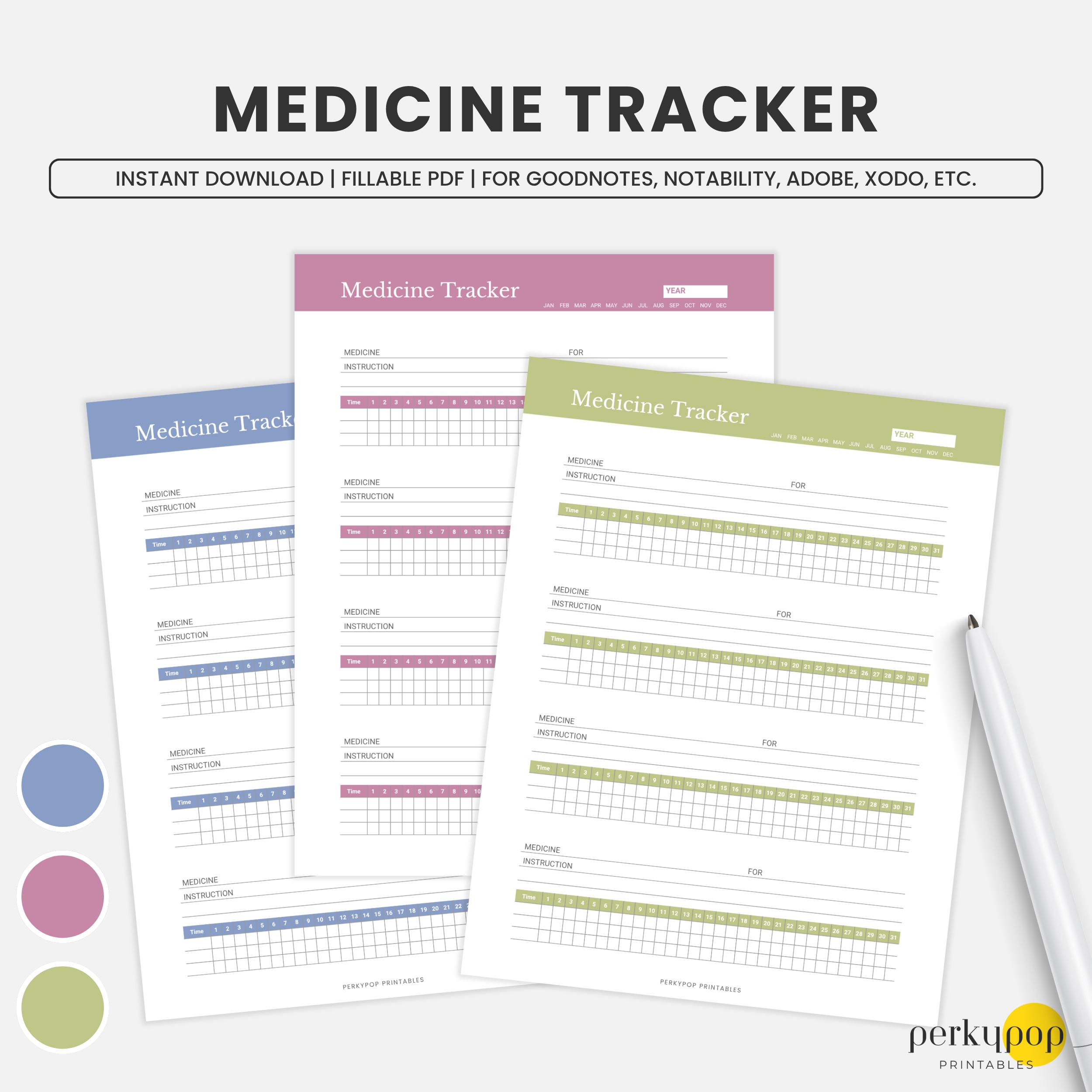 Medicine Tracker Printable Template, Fillable Daily Medication Tracker ...