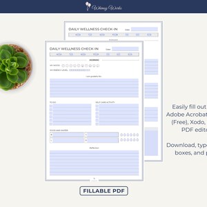 Daily Wellness Check-in Template, Daily Self Care Planner, Morning and ...