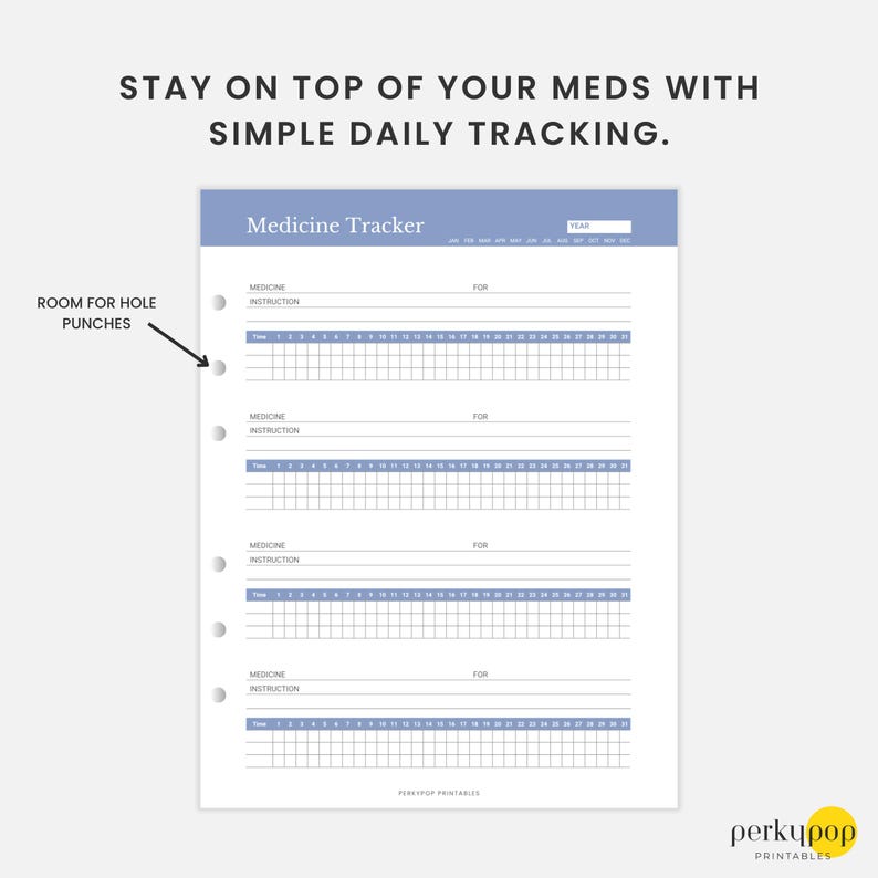 Medicine Tracker Printable Template, Fillable Daily Medication Tracker ...