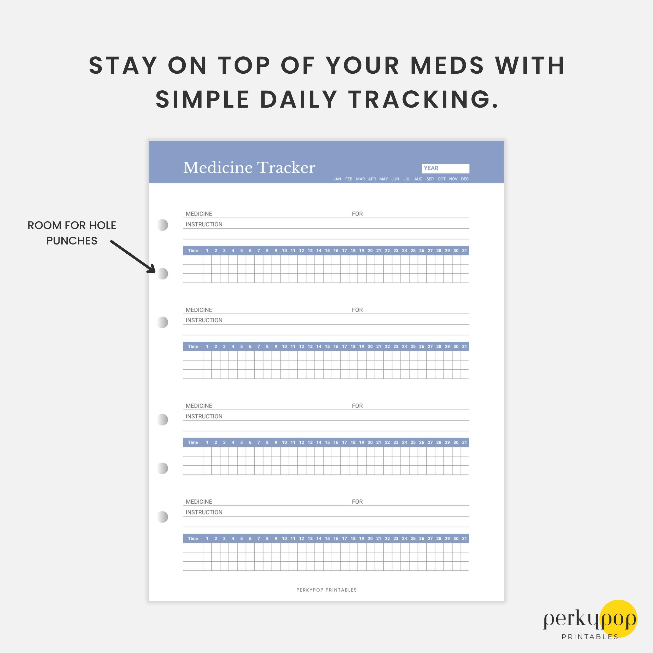 Medicine Tracker Printable Template, Fillable Daily Medication Tracker ...