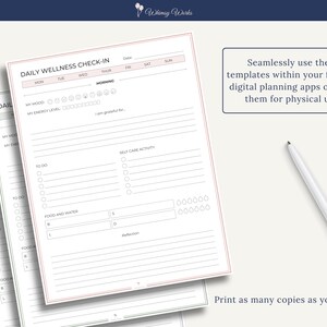 Daily Wellness Check-in Template, Daily Self Care Planner, Morning and ...