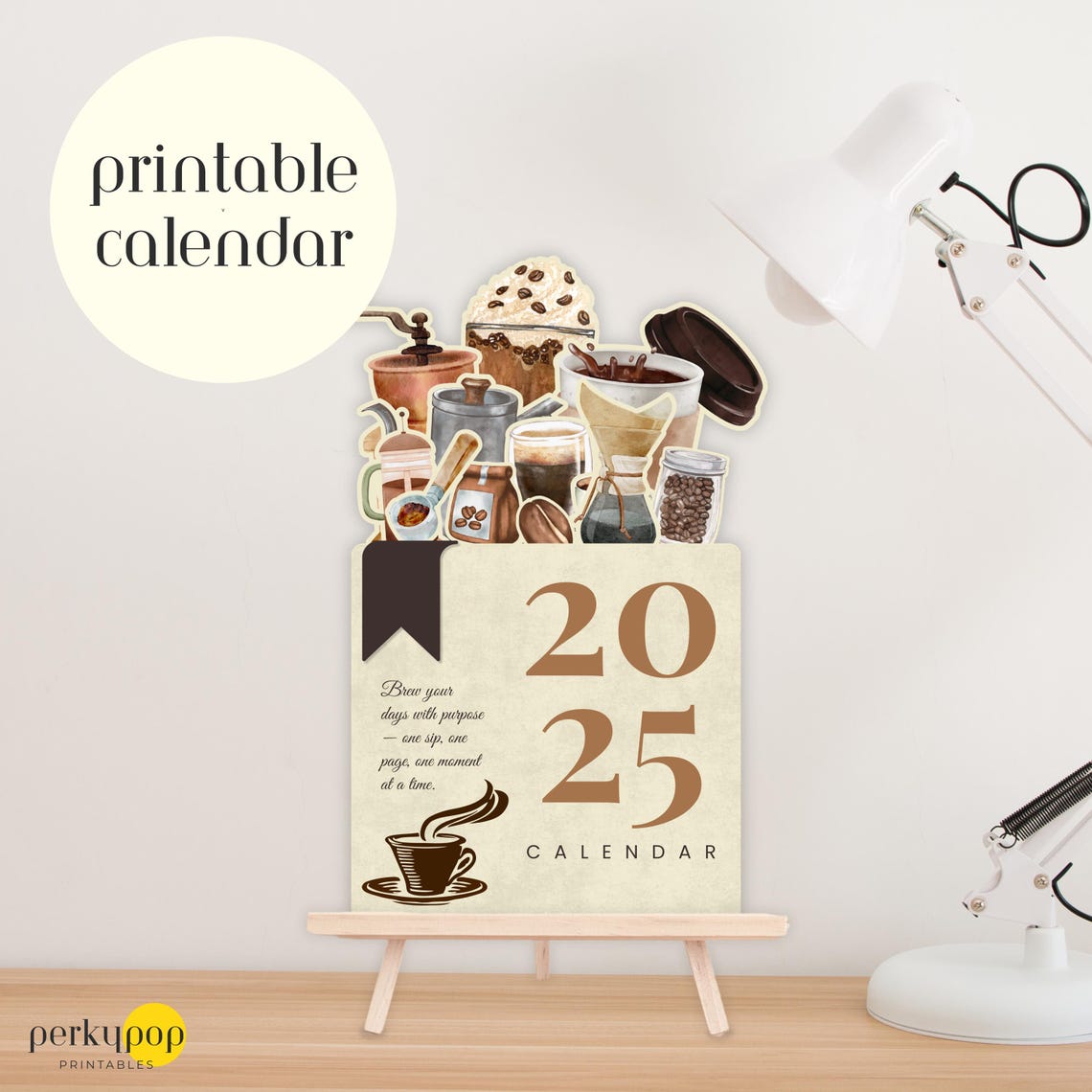 Coffee Lover's Mini Calendar Set for Office Decor, 2025 2026 Calendar ...