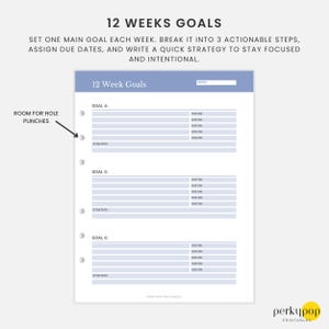 12 Week Year Planner Printable, 12 Week Planner Template, 90 Day Goals ...