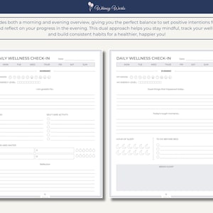 Daily Wellness Check-in Template, Daily Self Care Planner, Morning and ...
