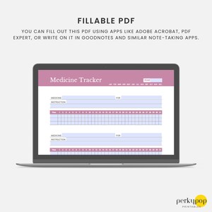 Medicine Tracker Printable Template, Fillable Daily Medication Tracker ...
