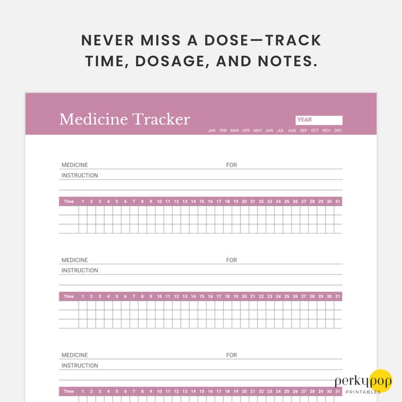 Medicine Tracker Printable Template, Fillable Daily Medication Tracker ...