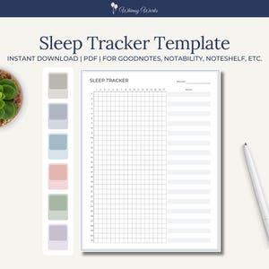 Monthly Sleep Tracker Template, Printable Self Care Planner, Healthy ...