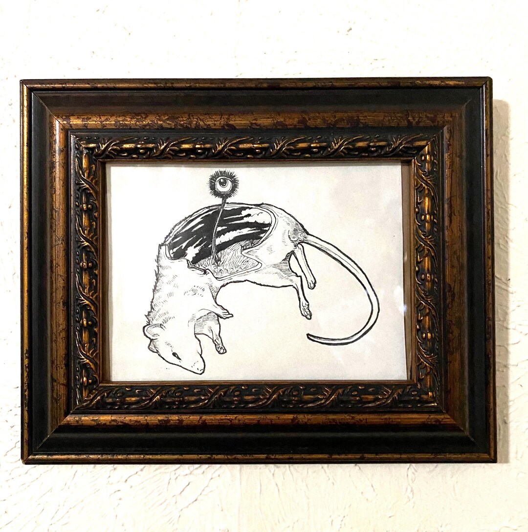 Return to the Earth Rat Ink Drawing With Antqiue Frame 10.5x9 - Etsy