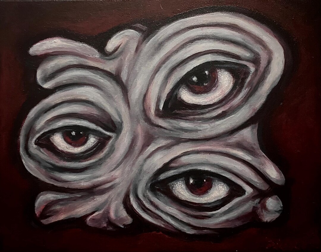 Unforgiving Eyes Spike Studded Oil Painting (11x14) - Etsy