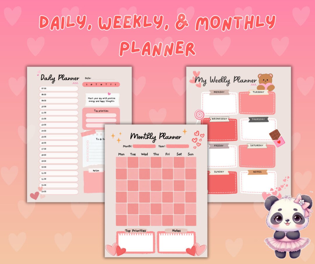Planner Pages ,beautiful Printable Monthly, Weekly, Daily, Printable ...