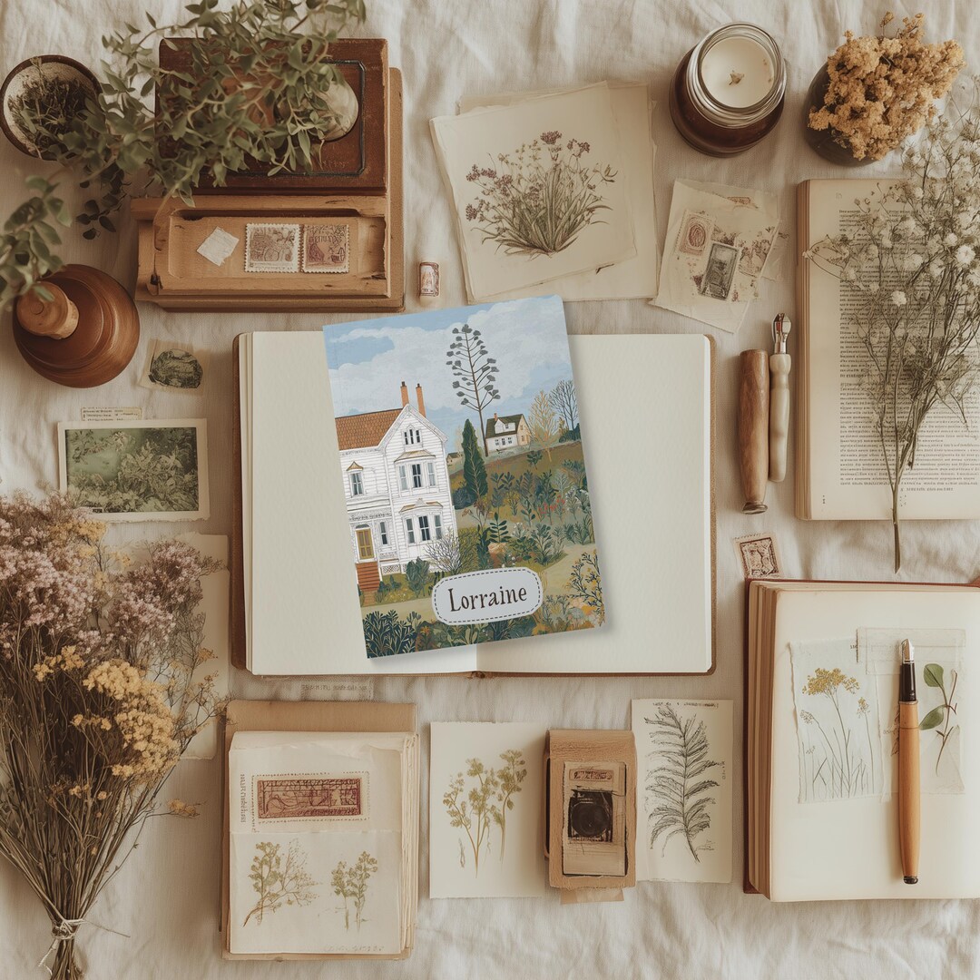 Custom Cottagecore Homestead A5 Lined Notebook | Personalized Vintage ...