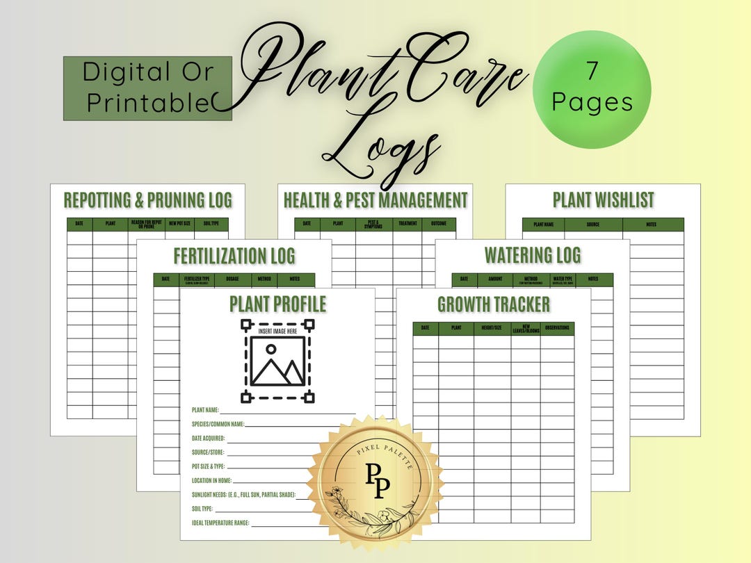 Plant Care Logs digital or Printable - Etsy