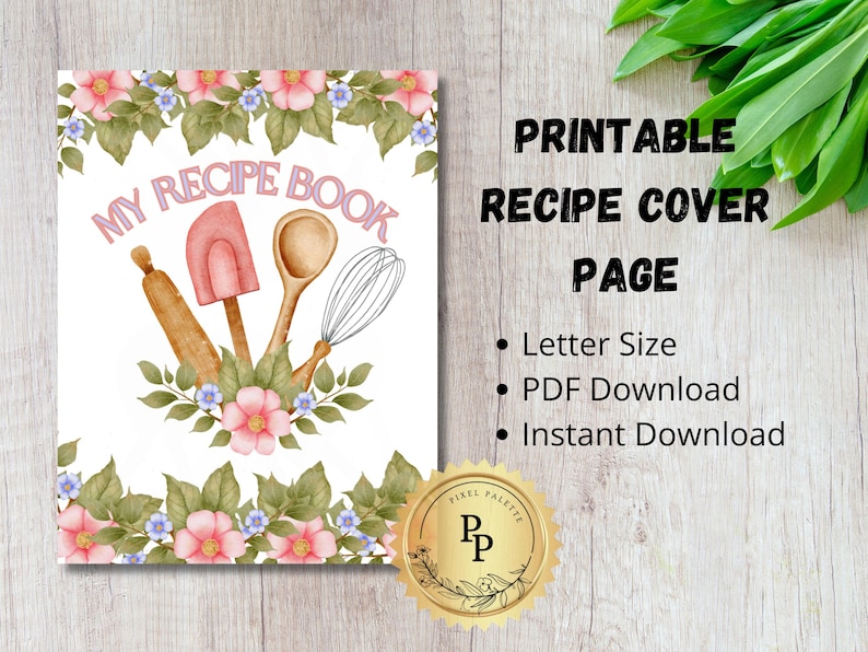 Elegant Recipe Book Cover Template Instant Digital Download - Etsy