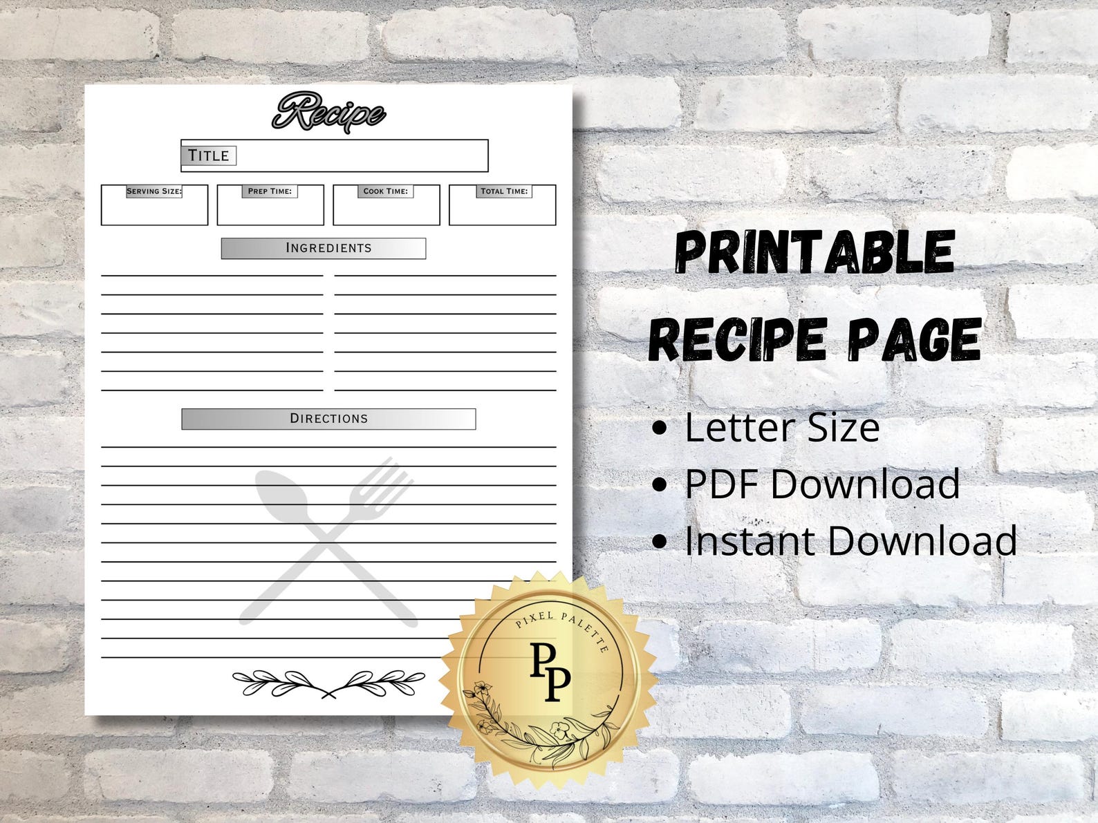 Printable Recipe Template: DIY Cookbook Pages (PDF Download) - Etsy