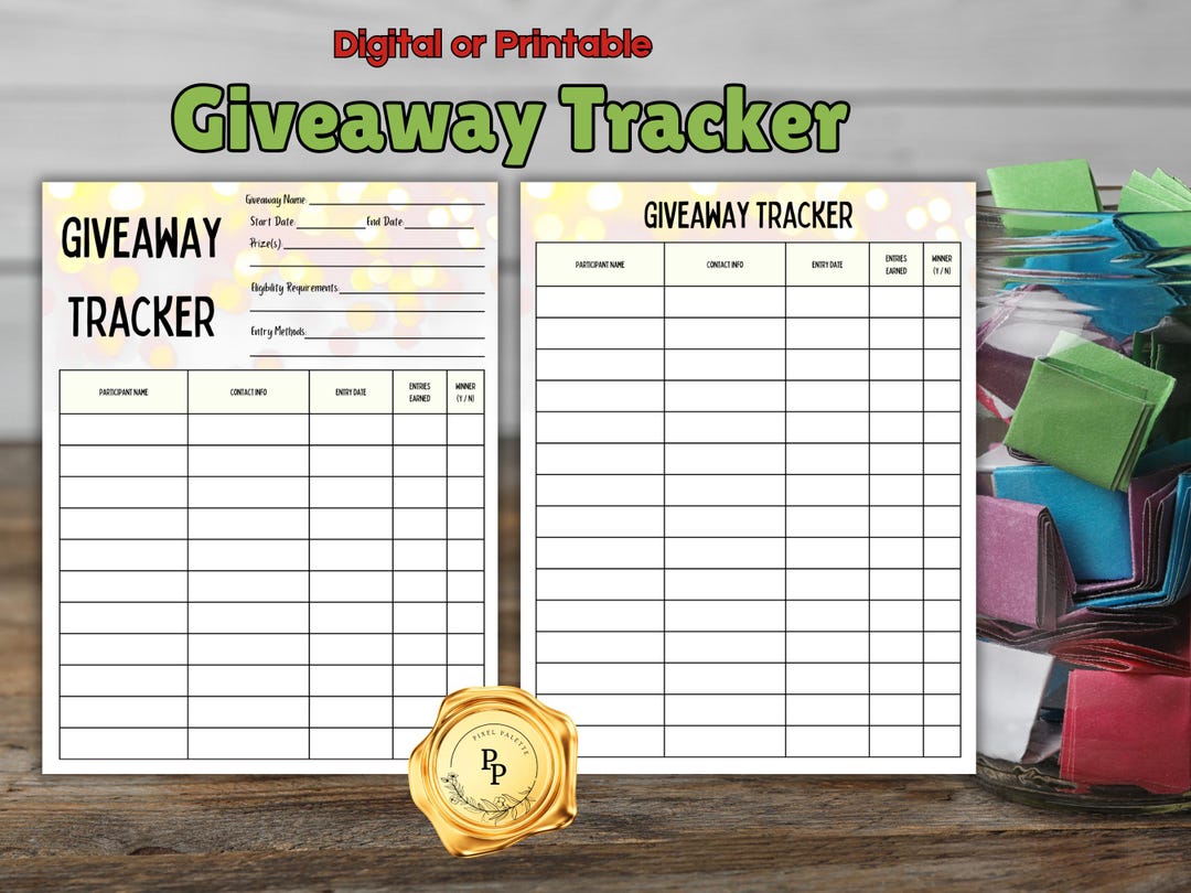Printable Giveaway Tracker | Raffle Entry Log | Contest Winner Tracker ...