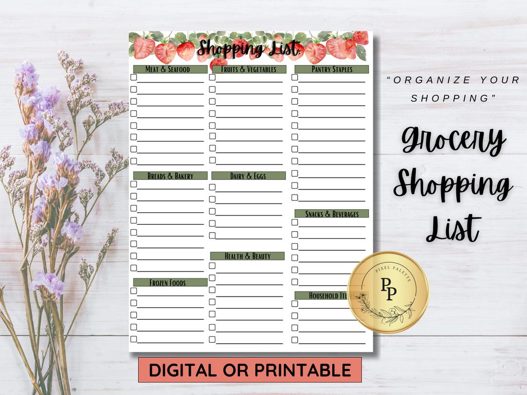 Printable Grocery Shopping List | Meal Prep Planner, Food Budget ...