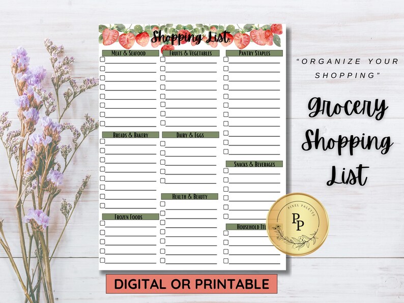 Printable Grocery Shopping List | Meal Prep Planner, Food Budget ...