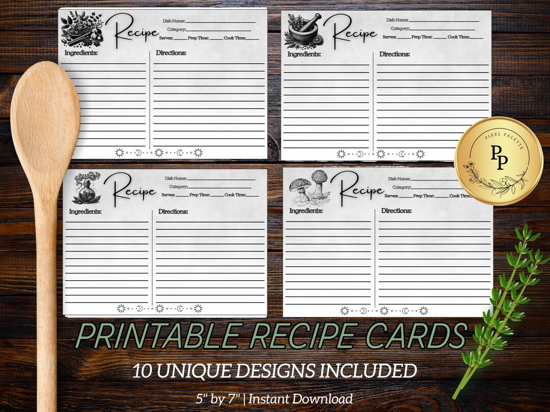 Witchy Recipe Cards Printable | Kitchen Witch Spell Recipes | Magical ...