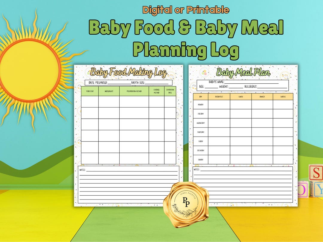 Printable Baby Meal Plan | Baby Food Log | Baby Food Planner | Digital ...